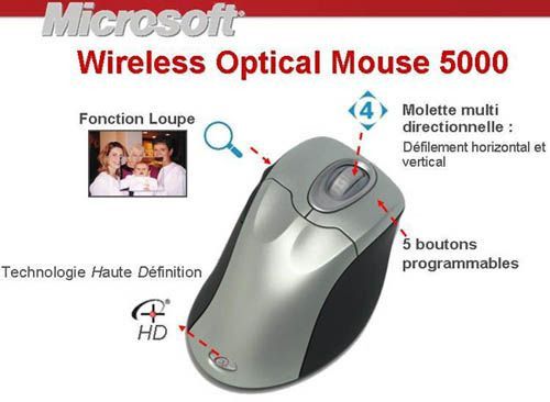 Achetez votre Microsoft Wireless Optical Mouse 5000 Metallic Grey au ...